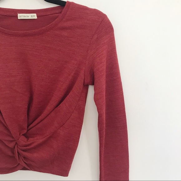Cotton On | Tops | Twist Front Long Sleeve Lounge Tee In Red | Poshmark